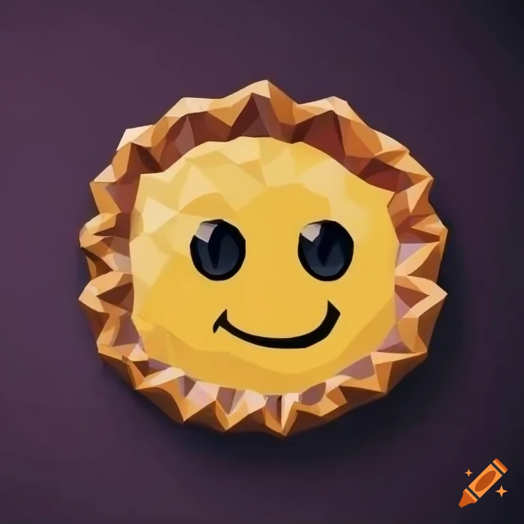 Smiley face pie in low poly style on Craiyon