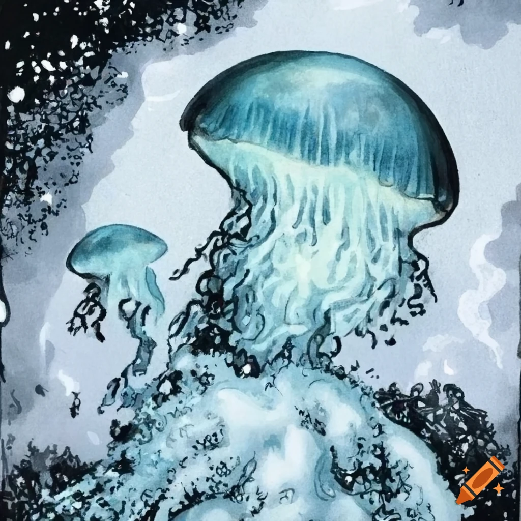 Noir graphic novel illustration of a glow worm villain on Craiyon