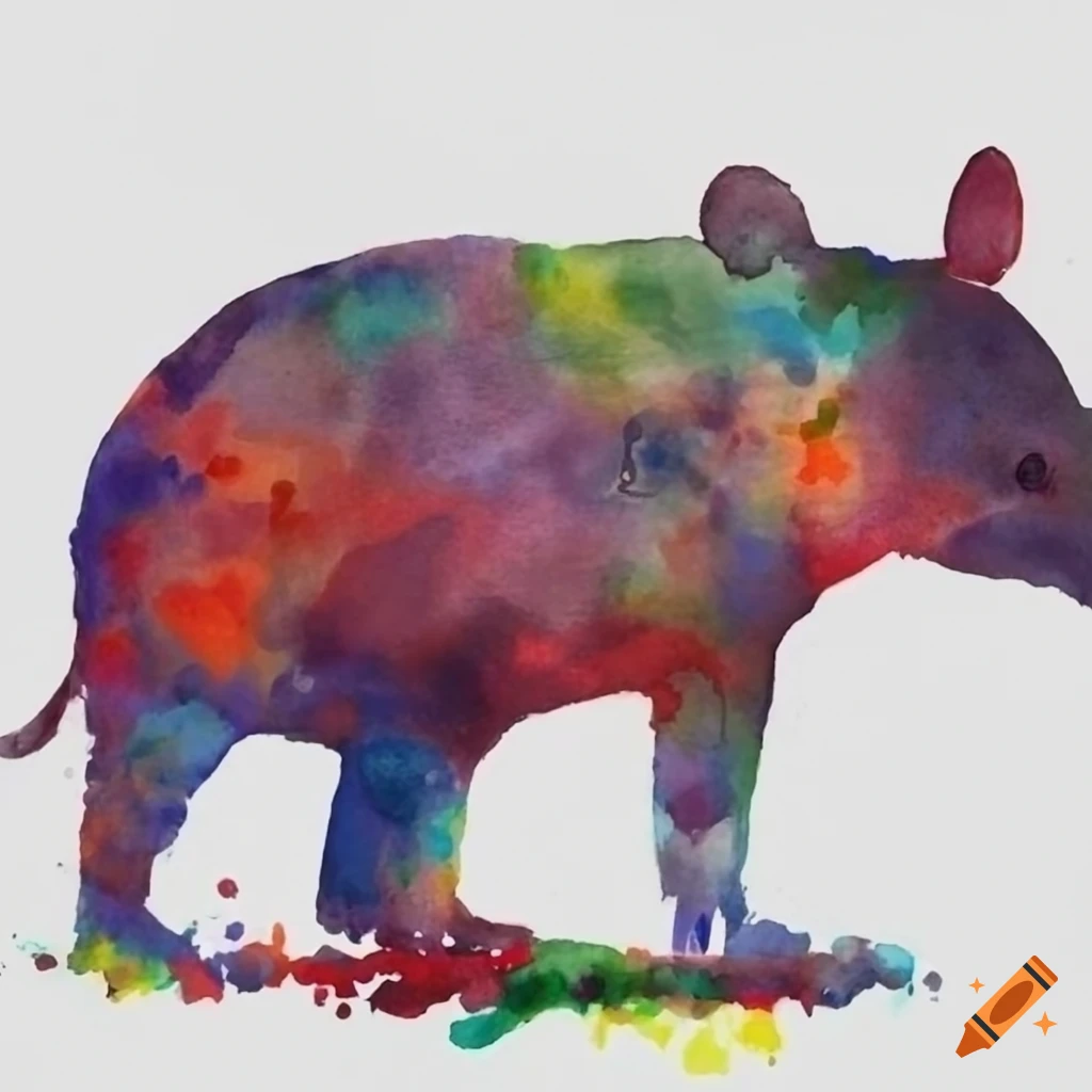 Simple black and white illustration of a baby tapir on Craiyon