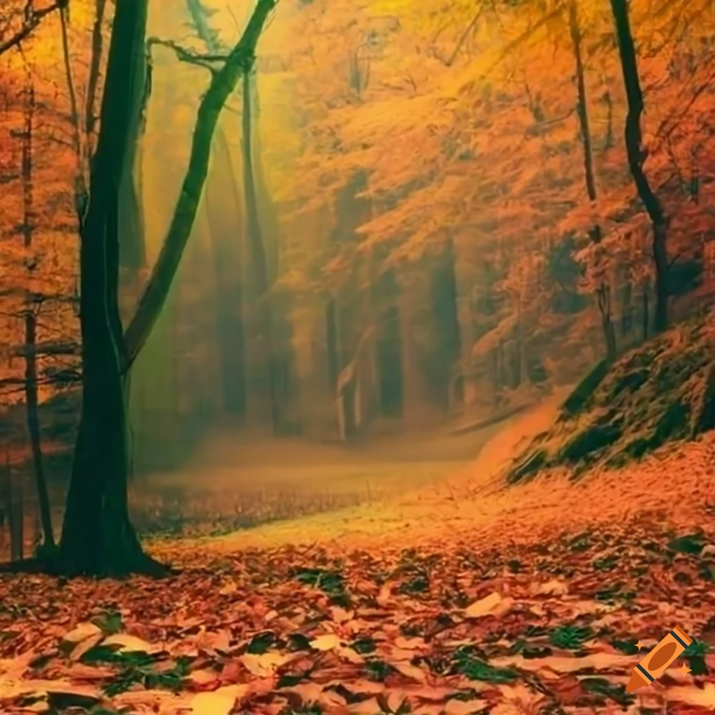 Lush fall forest background