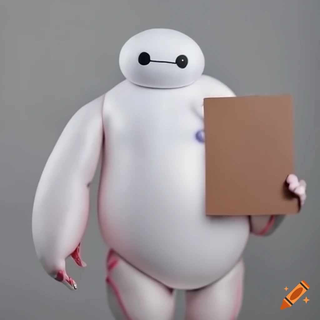 Close-up of baymax holding a signboard on Craiyon
