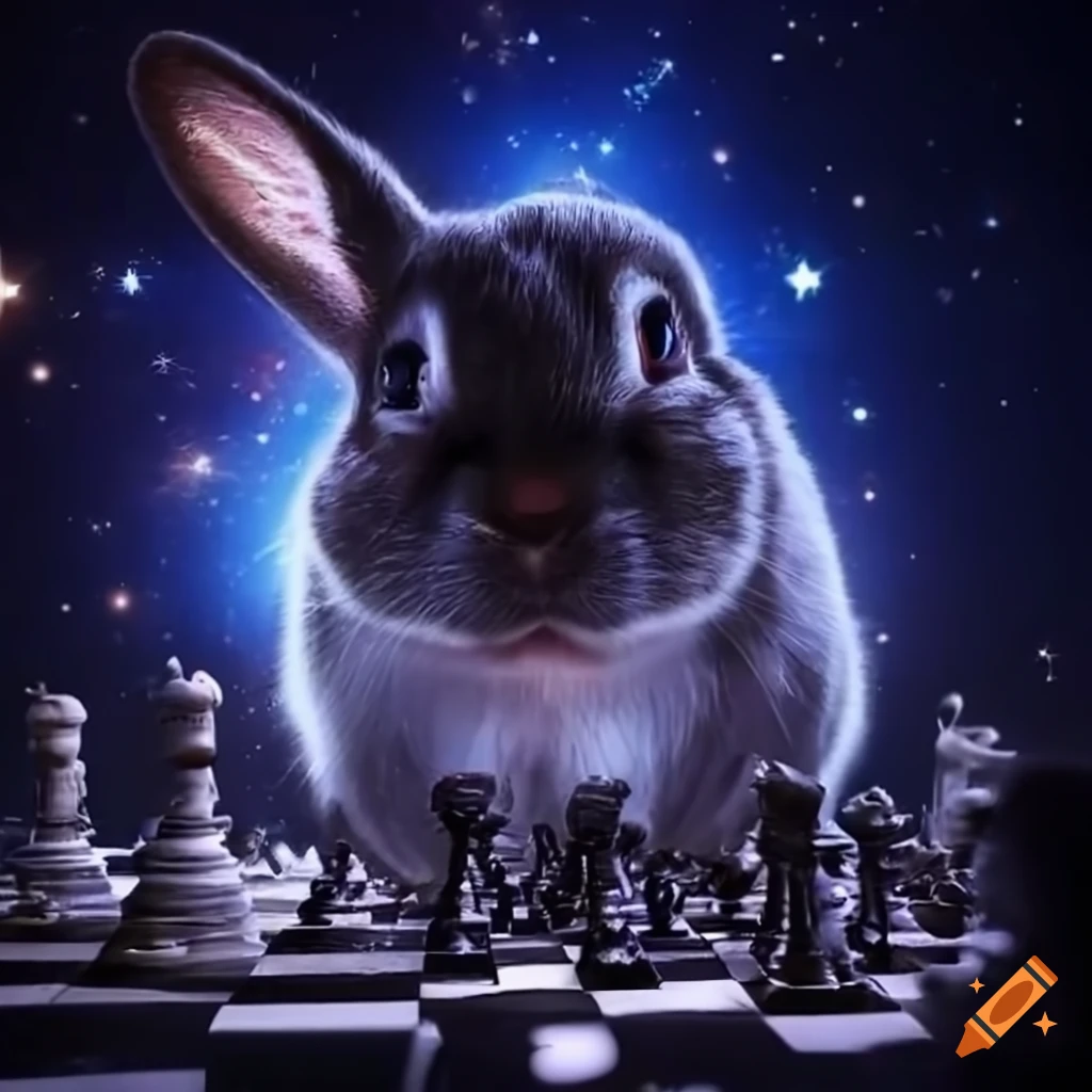 Picture of happy bunnies in cosmic world