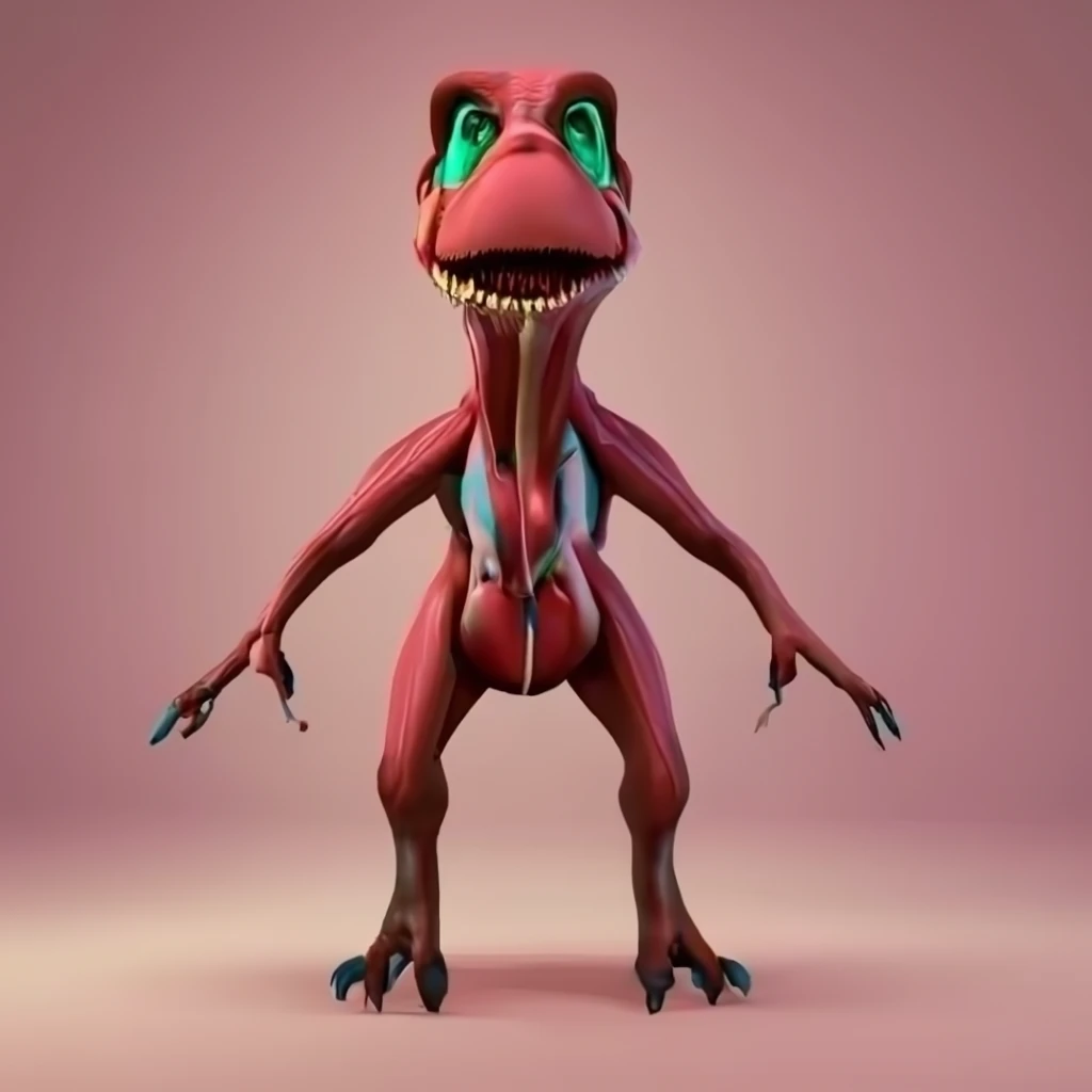 Cartoon 3d model of a t rex in t pose