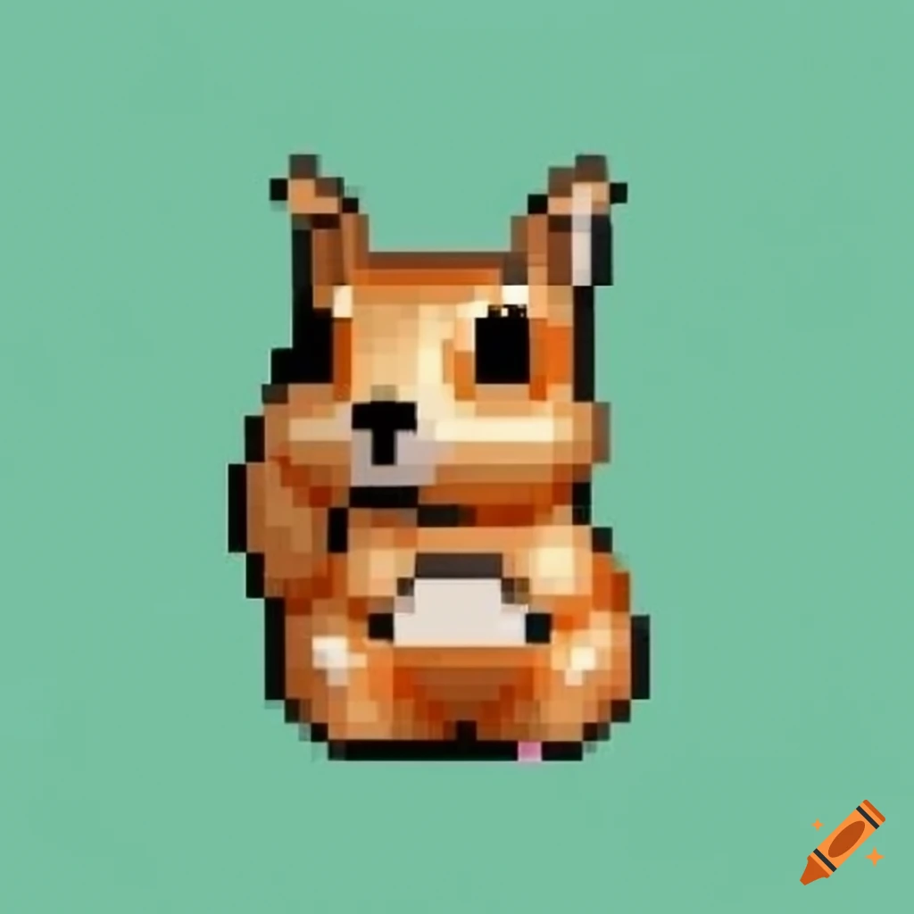 Pixel art of a squirrel on Craiyon