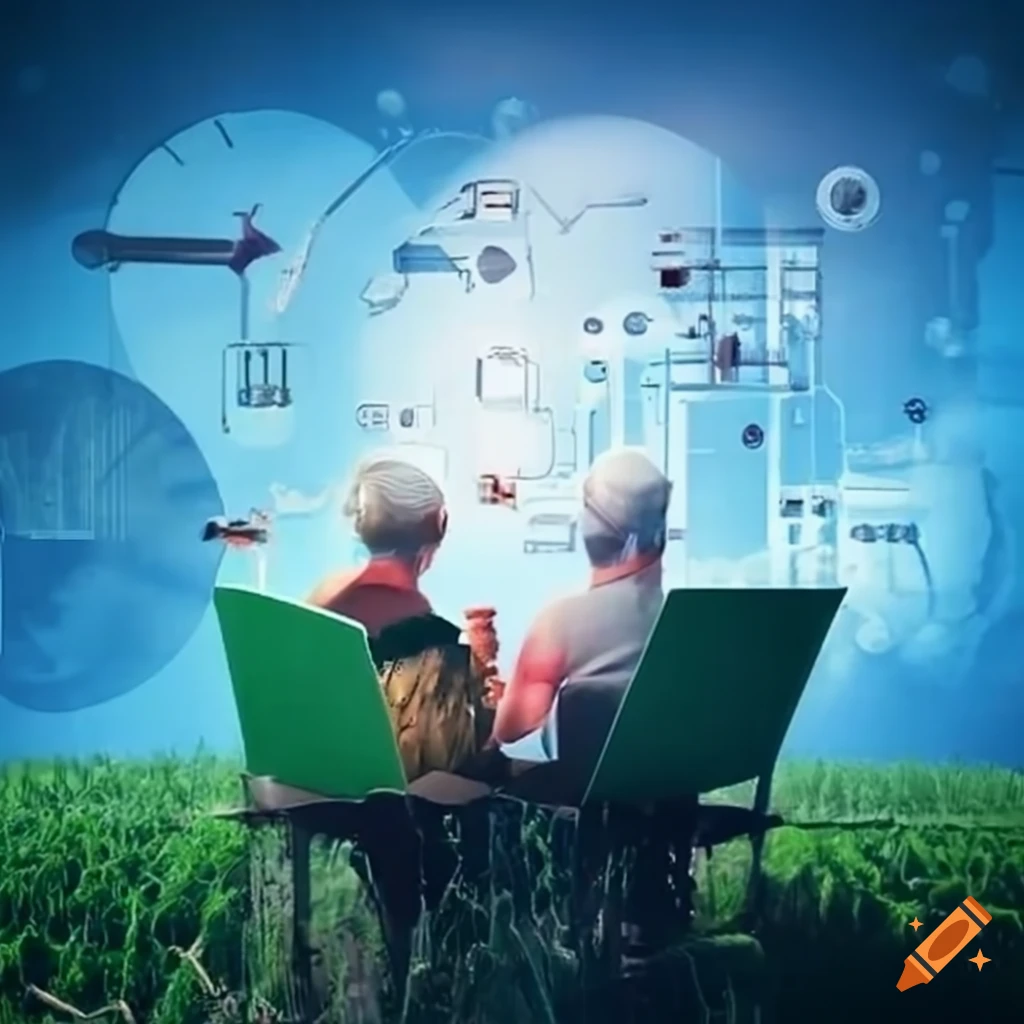 Farmers using advanced technology in agriculture on Craiyon