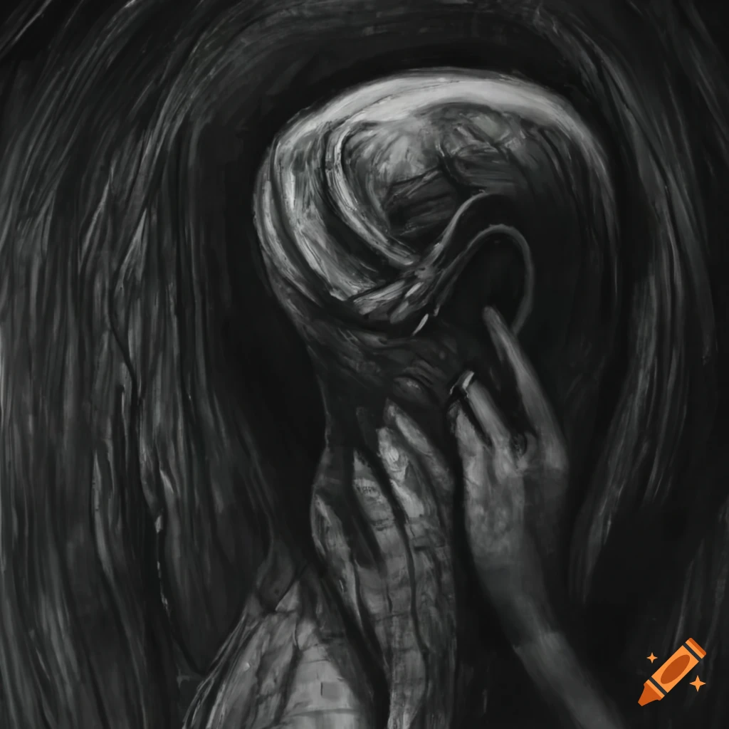 Oil painting abstract on the theme of depression