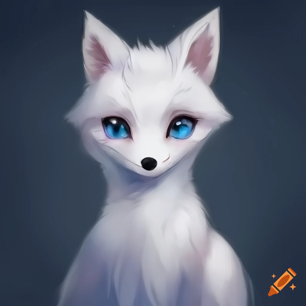 Cute anime fox with blue eyes