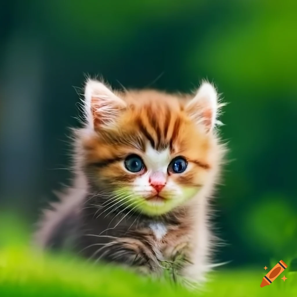 Fluffy kitten in the forest on Craiyon