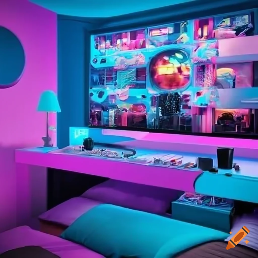 Colorful bedroom for hyper pop streaming