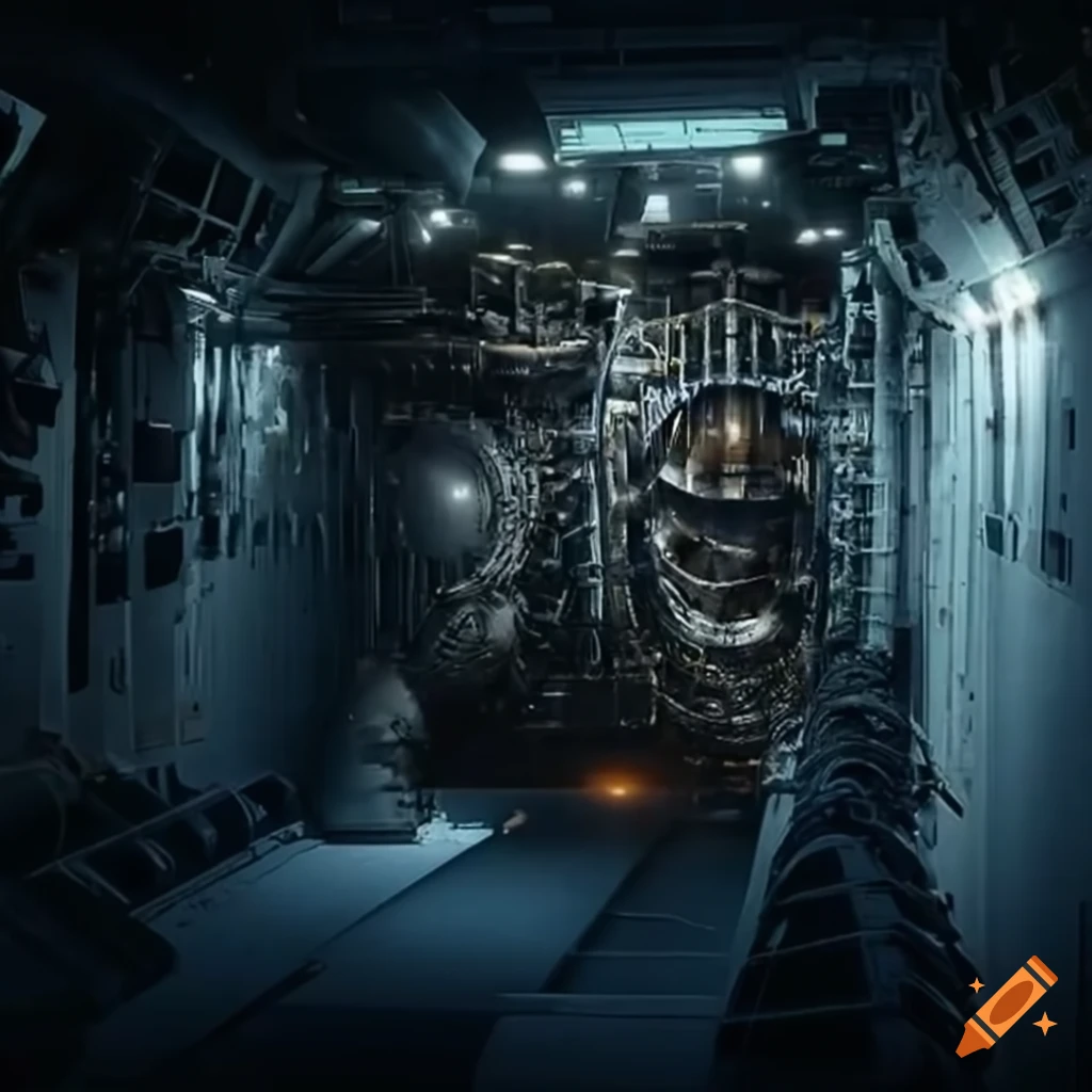 Image of a hyper realistic engine room on a space ship on Craiyon