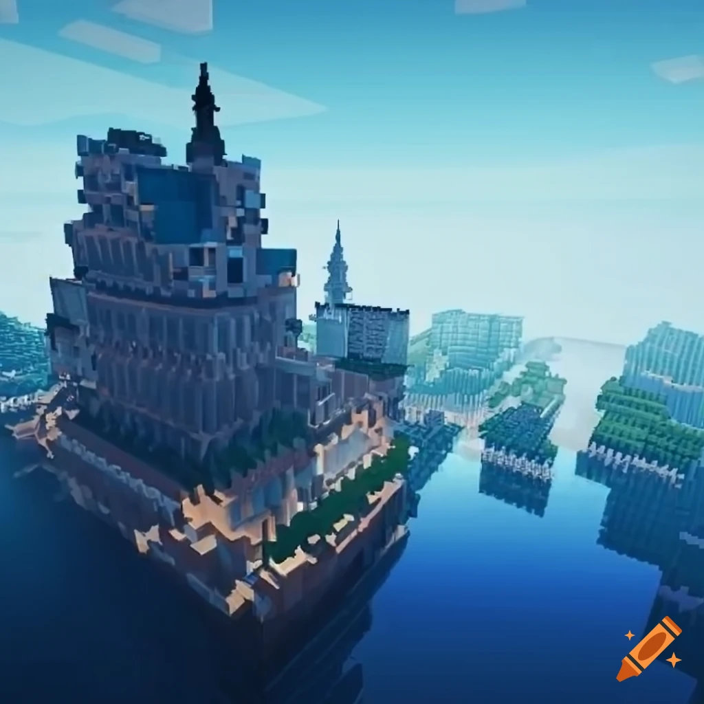 Digital artwork of a minecraft city