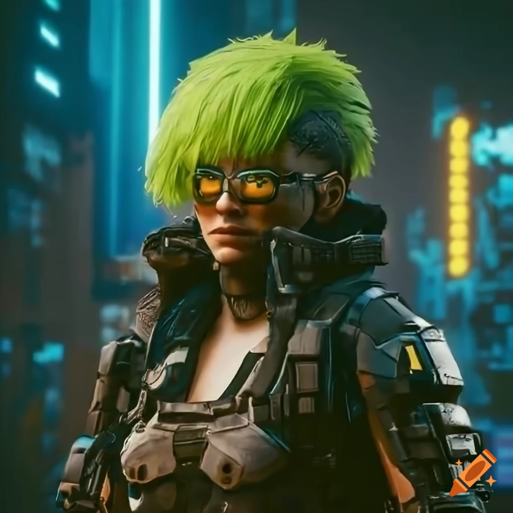 Cyberpunk 2077 character in the rain on Craiyon