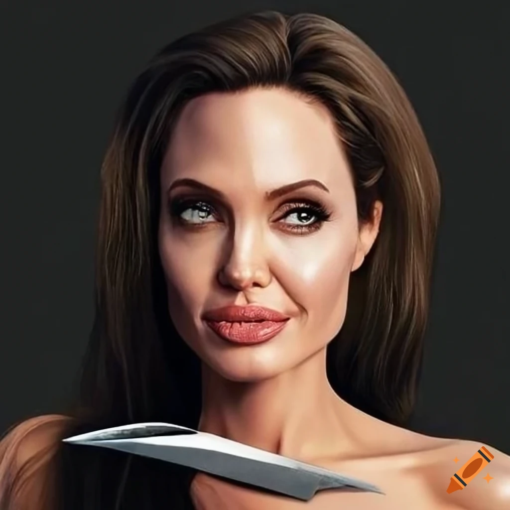 Angelina jolie with a knife on Craiyon