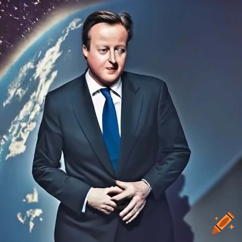Satirical image of david cameron in space