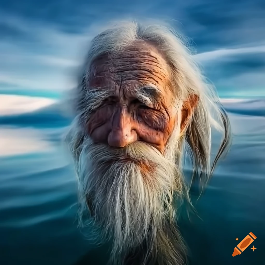 Grandfather with gray beard at Lake Baikal on Craiyon