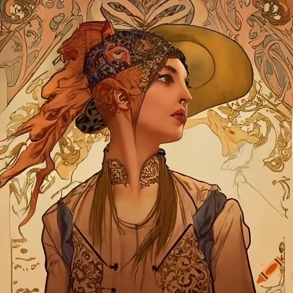 Confederate soldier artwork inspired by alphonse mucha