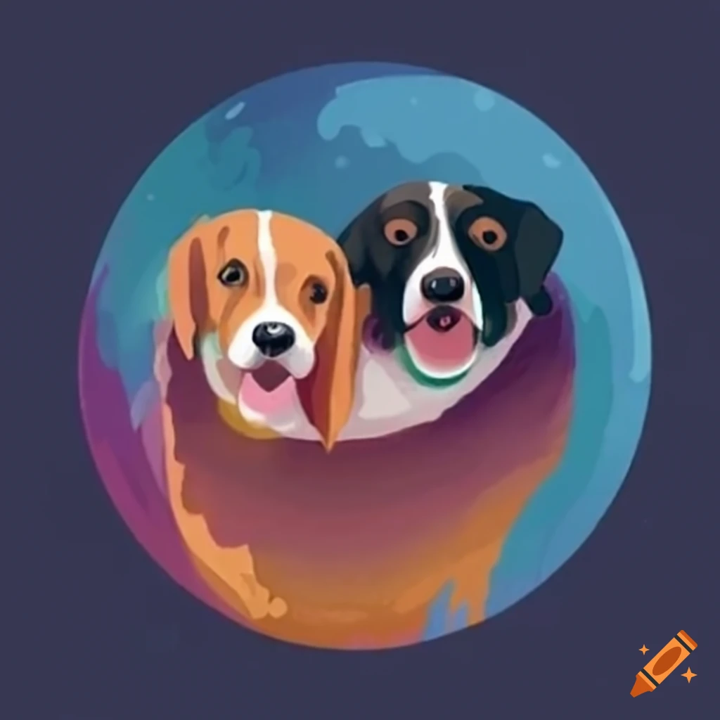 Happy dogs in a circular design