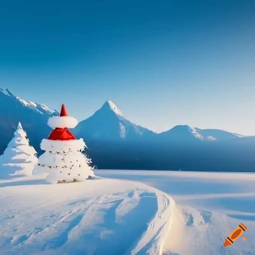 Santa sleigh flying over a winter landscape on Craiyon