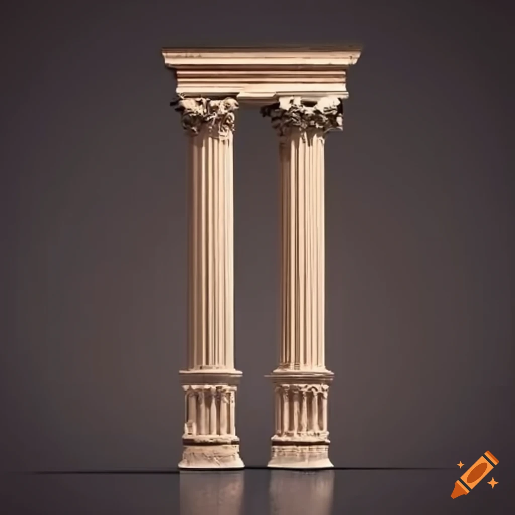 Collapsing roman columns in the shape of letter iv on Craiyon