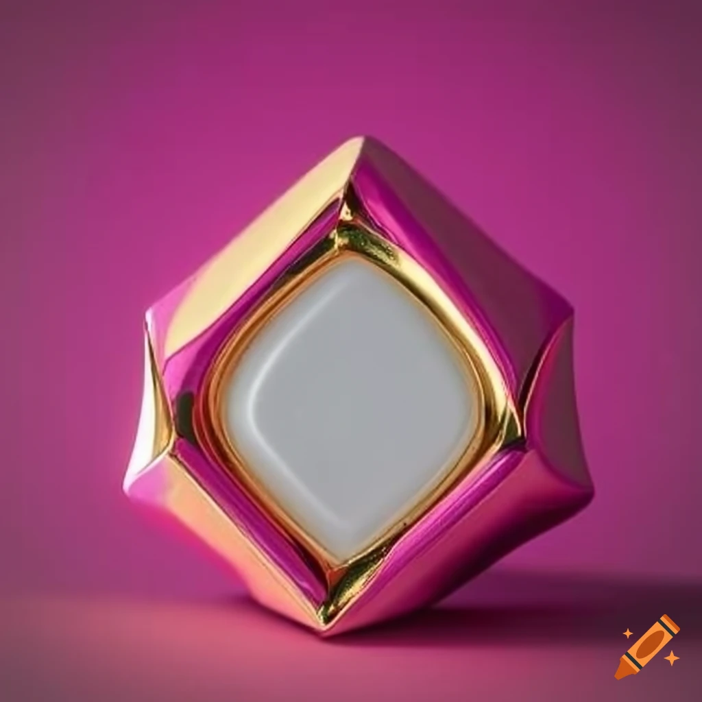 Fuchsia pink wax seal with white and gold diamond design on Craiyon