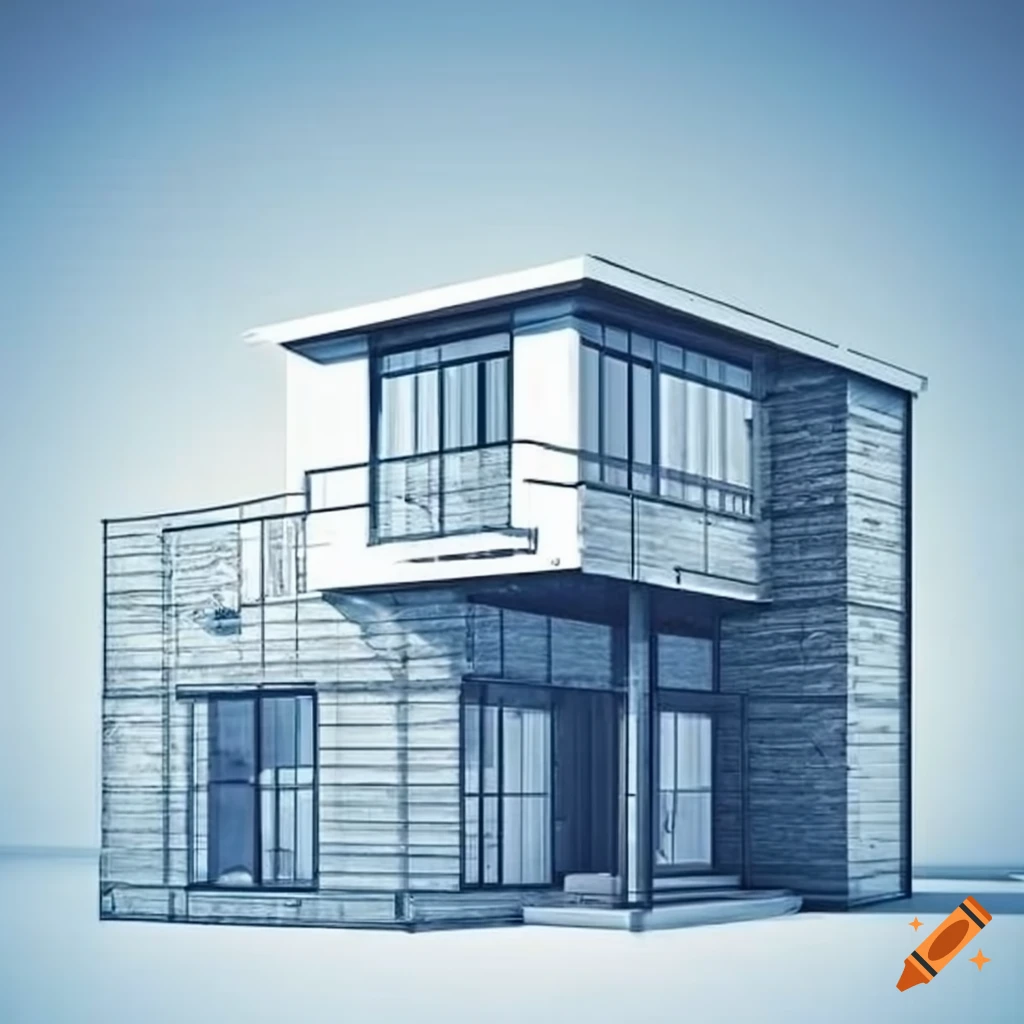 Blueprint of a modern 3 bedroom house on Craiyon