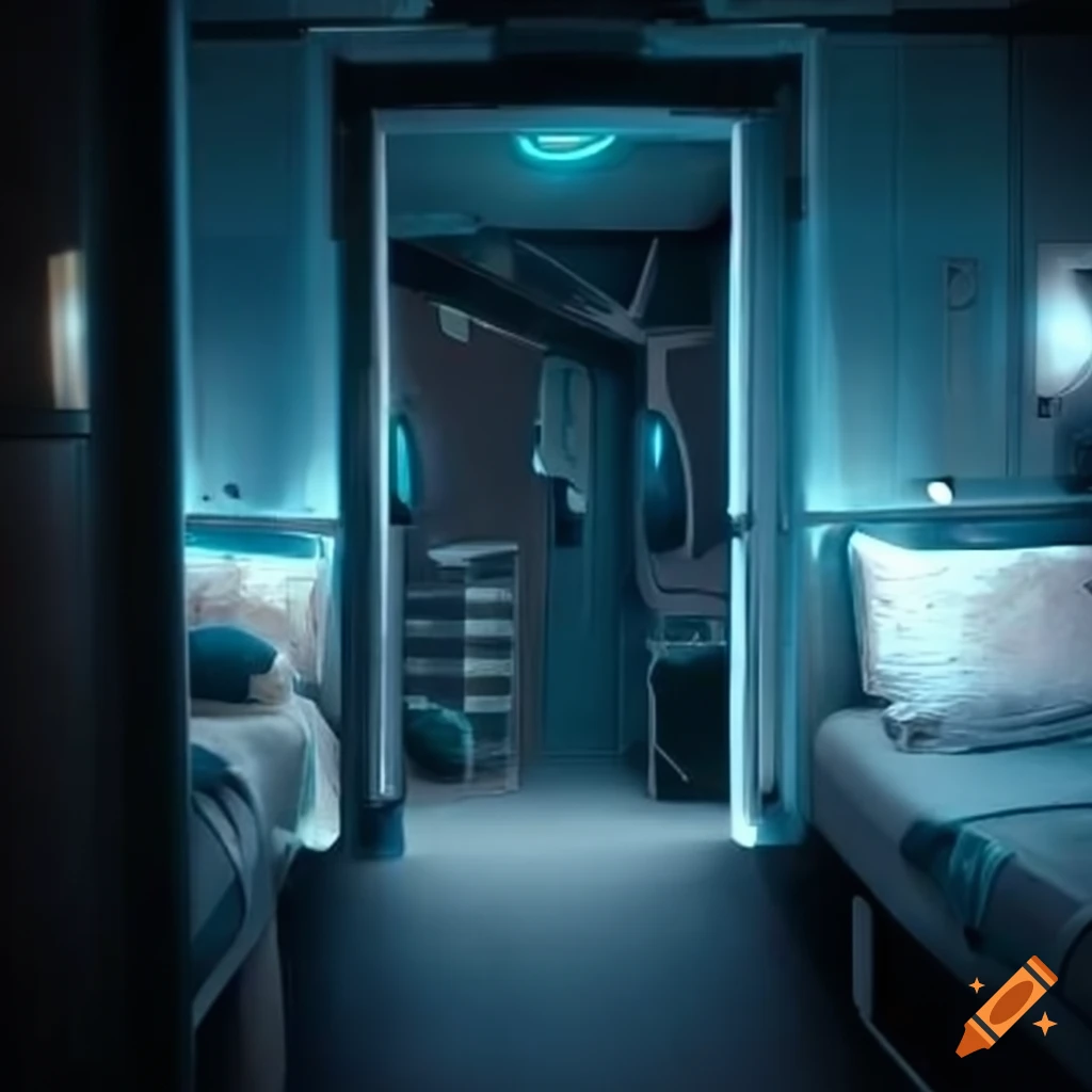 Retro-futuristic cozy spaceship cabin on Craiyon