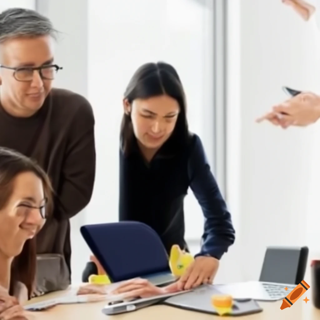 Collaborative team working on product design on Craiyon