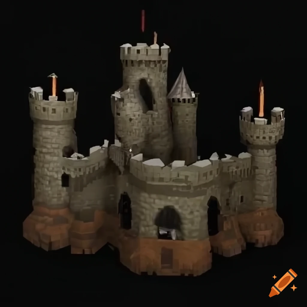 Ivan bilibin castle illustration in isometric perspective for real-time ...