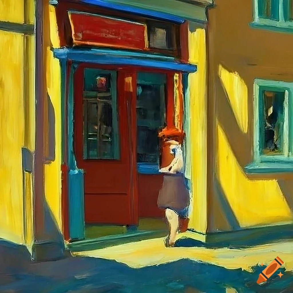 Edward hopper painting of a shop in oslo, norway