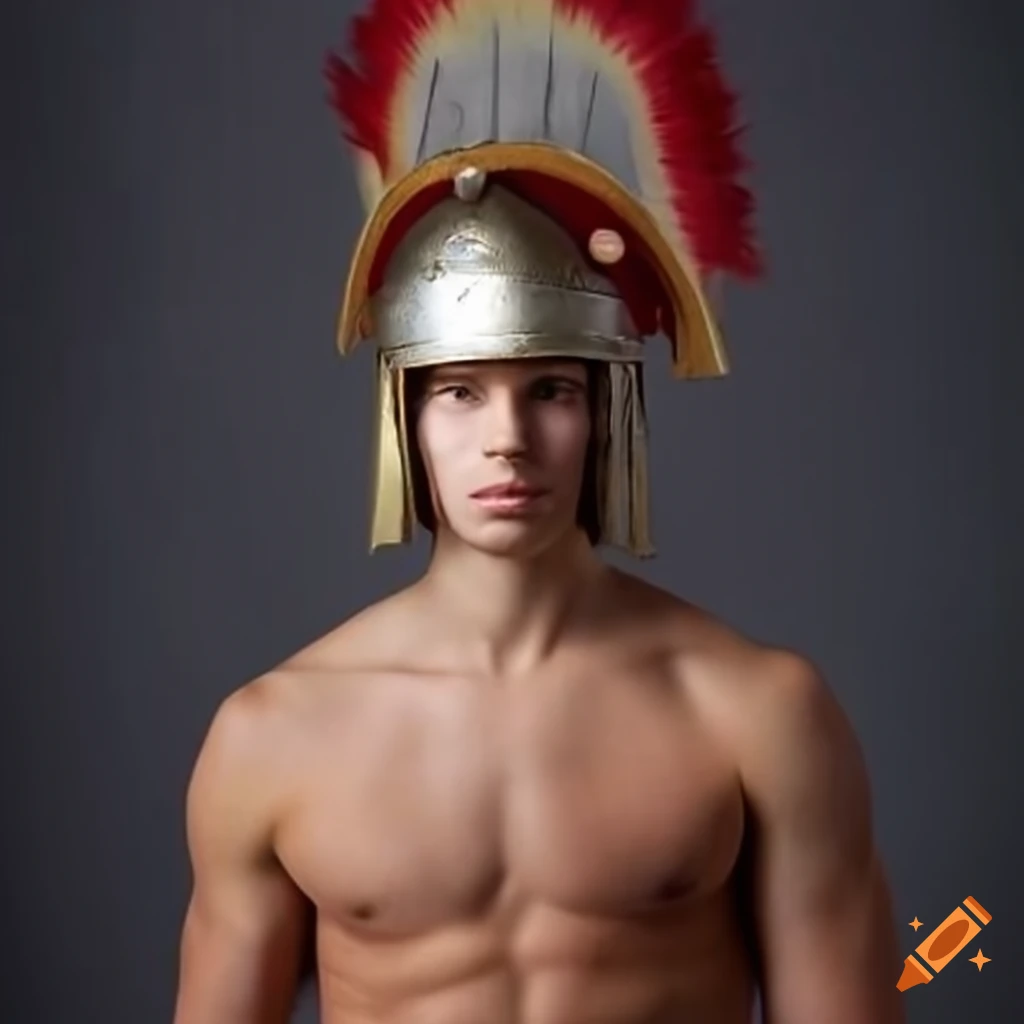 Portrait of a young handsome roman guard
