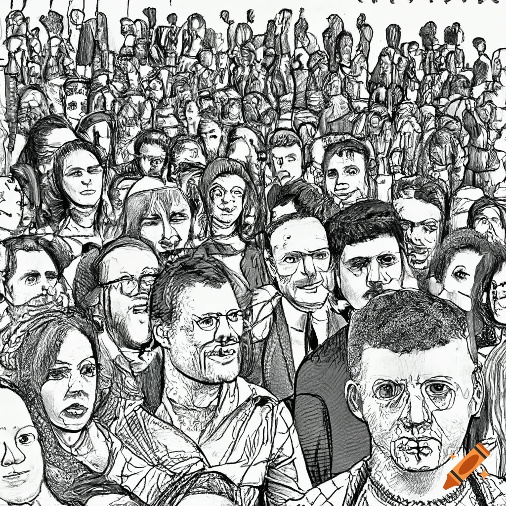 Image of a crowd gathered in a protest on Craiyon