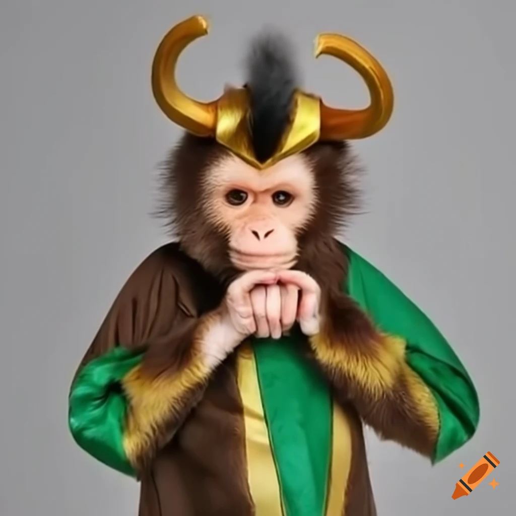 Monkey dressed as loki
