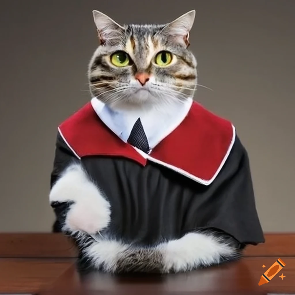 Cat dressed as a judge on Craiyon