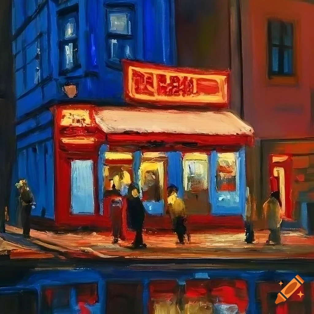 Painting of a rainy night in karl johans gate, oslo on Craiyon