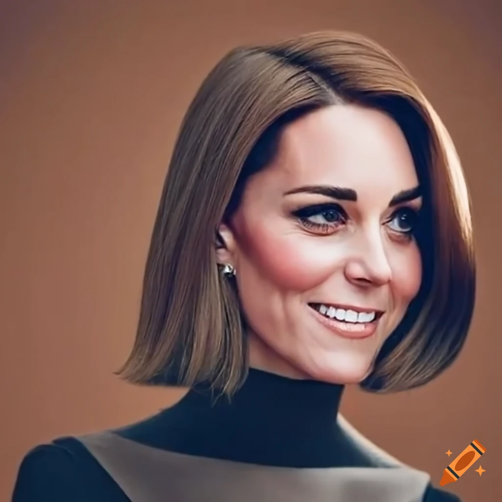 Kate middleton with a straight bob haircut on Craiyon