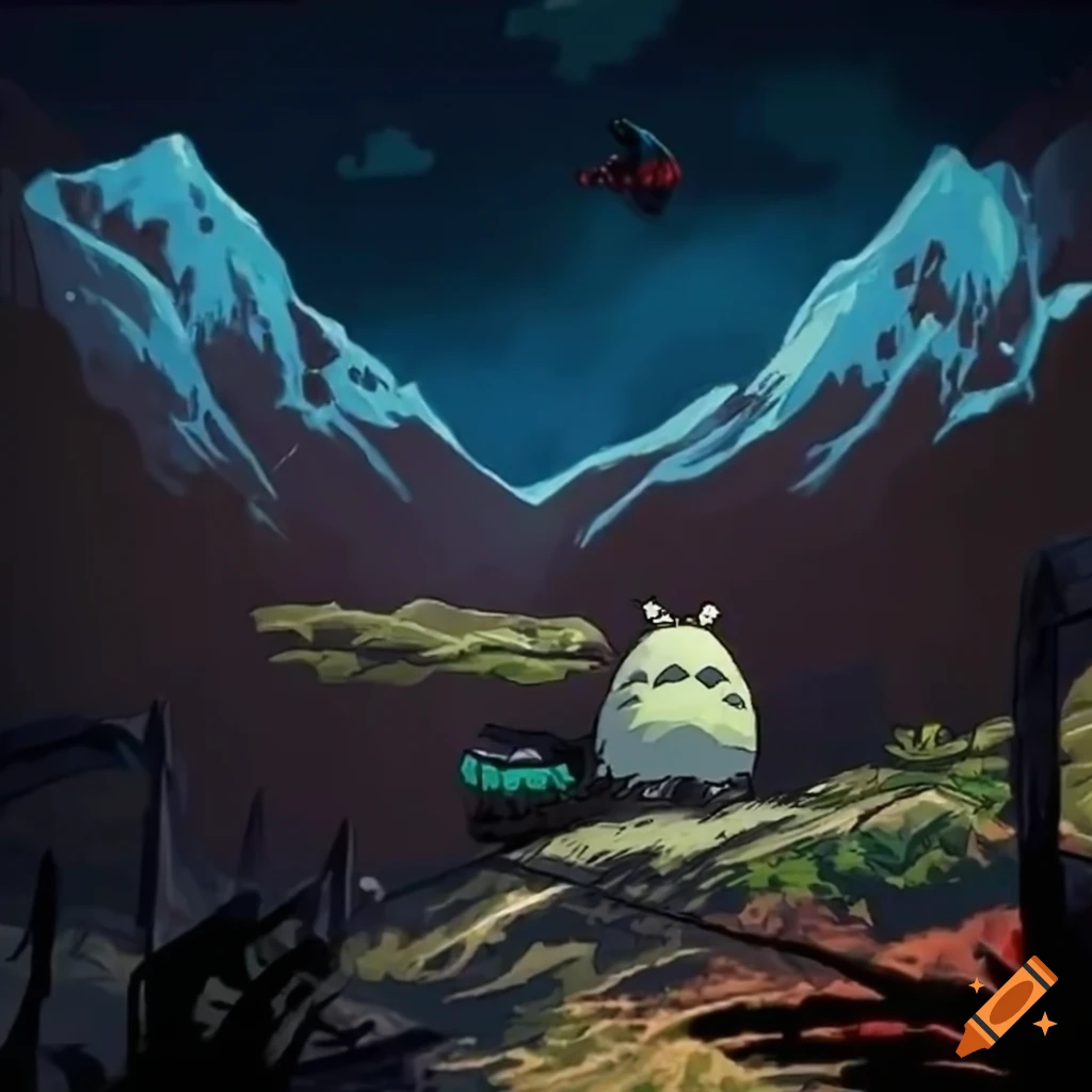 Aerial view of the Alps in a video game on Craiyon