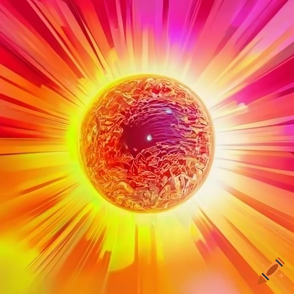 Abstract illustration of a happy sun with solar rays on Craiyon