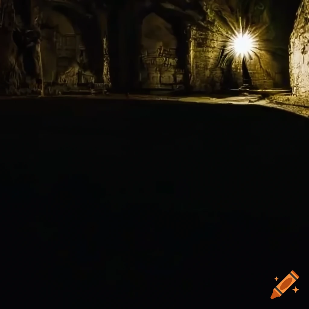 Movie background of a dungeon scene on Craiyon
