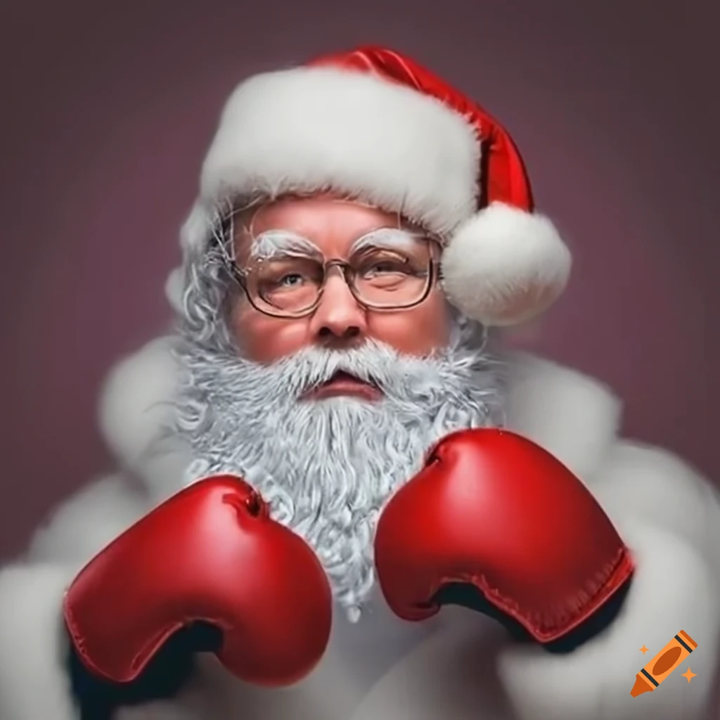 Santa with boxing gloves on Craiyon