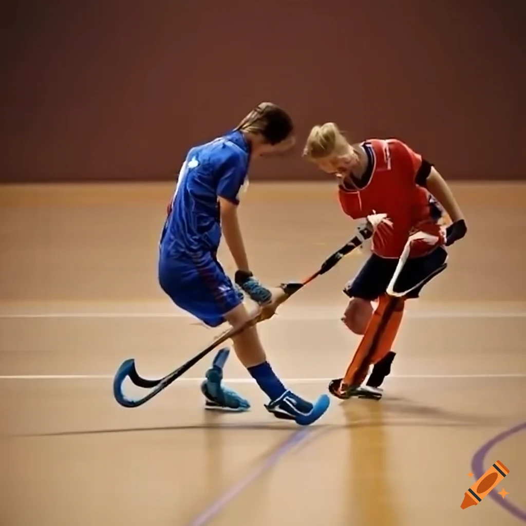 People playing floorball match