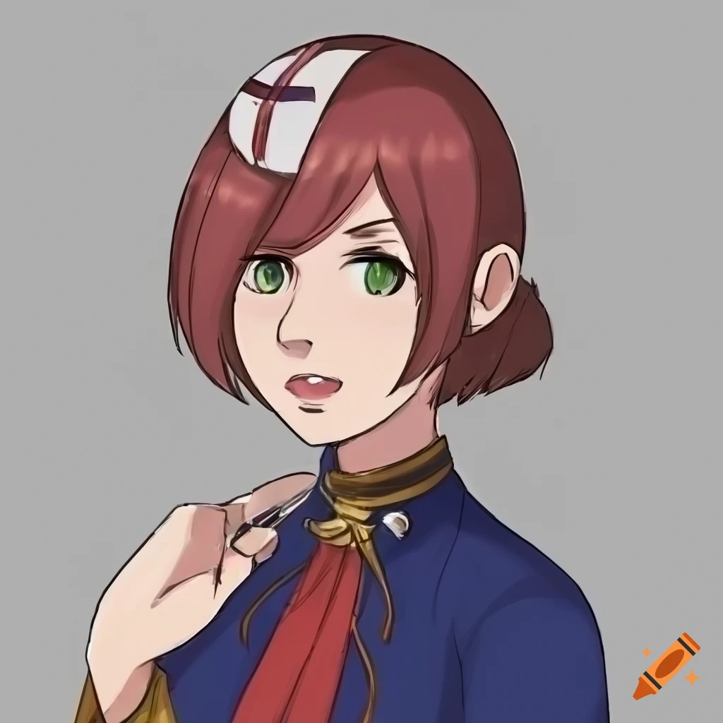 Fanart of a waifu character from ace attorney series on Craiyon