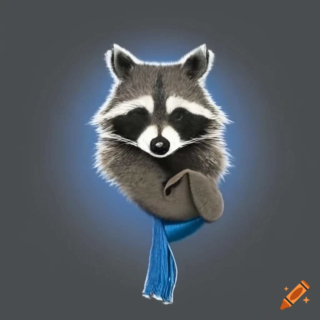 Blue scarf raccoon logo