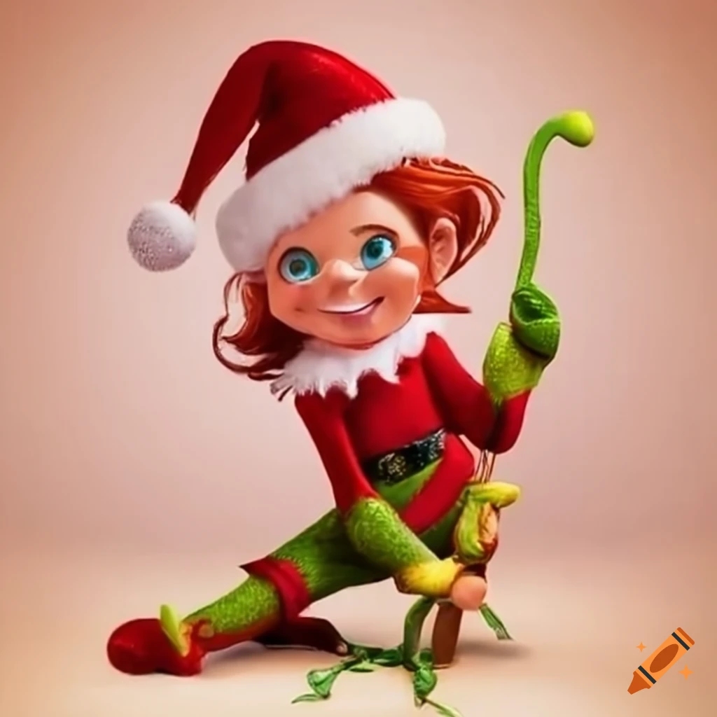 Christmas elves sweeping the floor on Craiyon