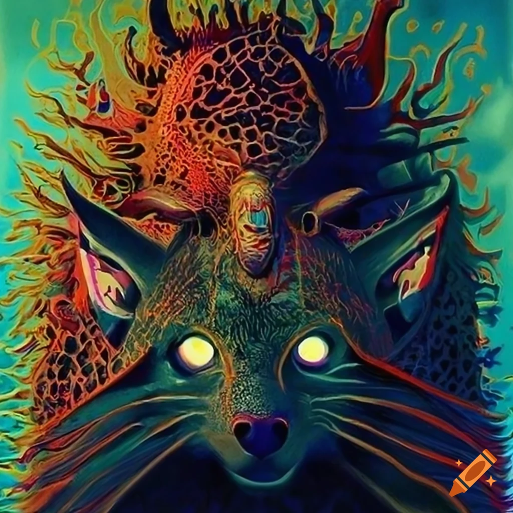 Colorful 3d serigraph of voodoo and native salish fusion art on Craiyon