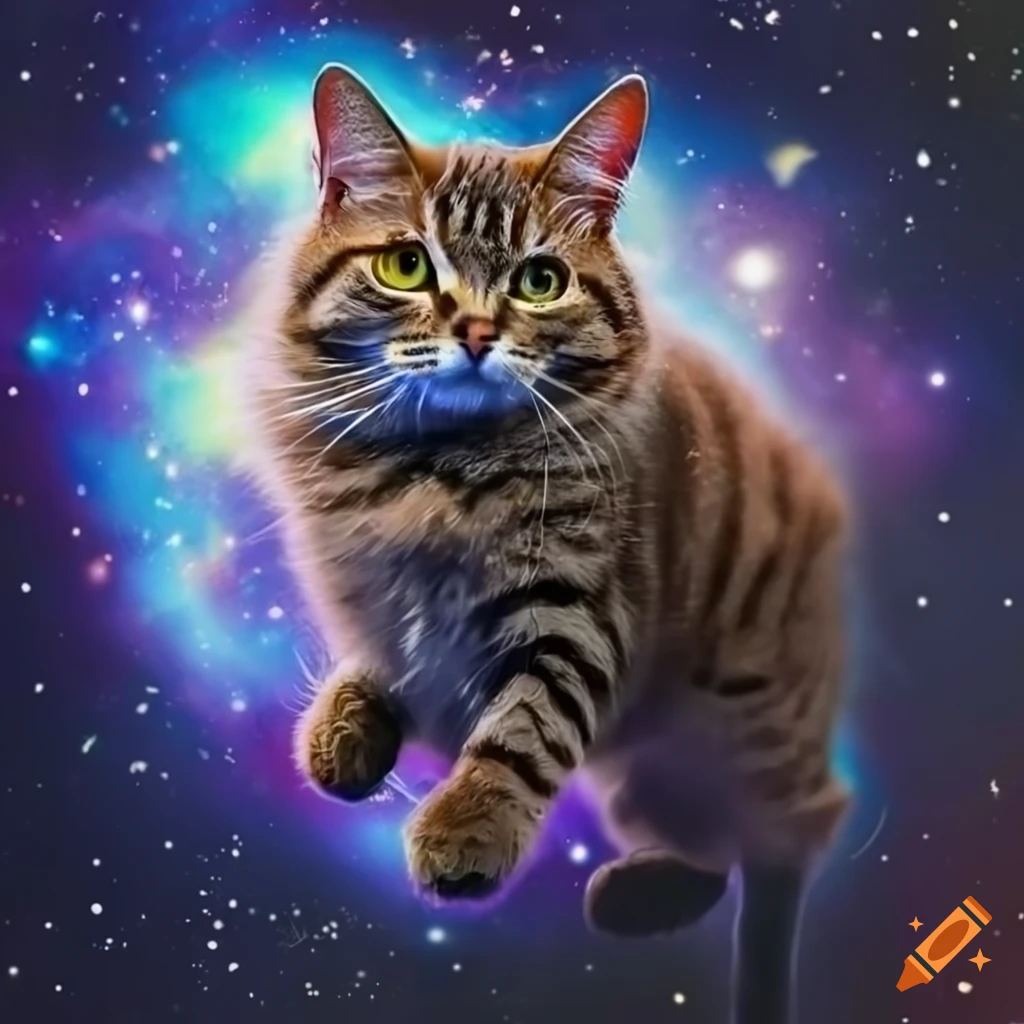 Cosmic cat with an angry expression on Craiyon