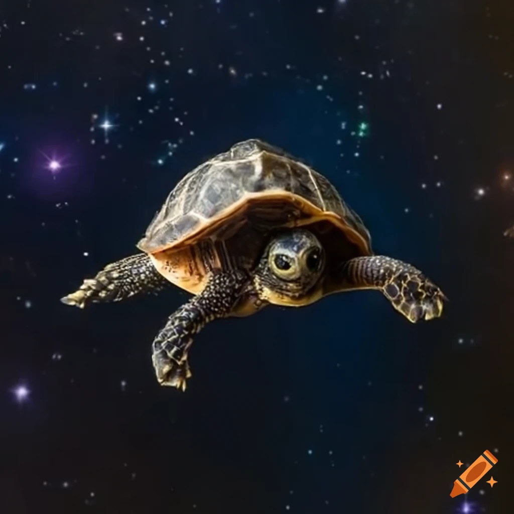 Glowing turtle in outer space on Craiyon