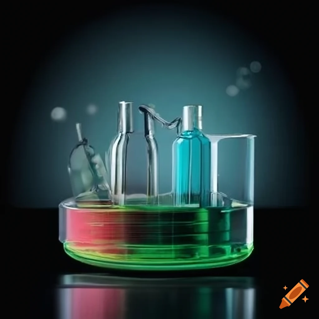 Test tubes and petri dishes in a chemical laboratory; editorial photo ...