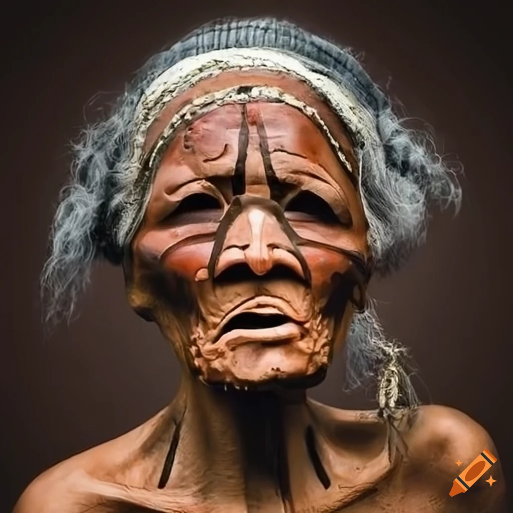 African death mask made of stones on Craiyon