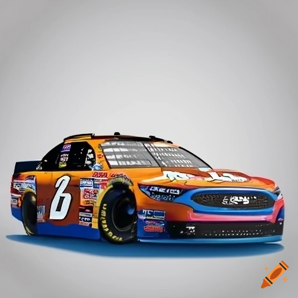 Nascar racer against white background
