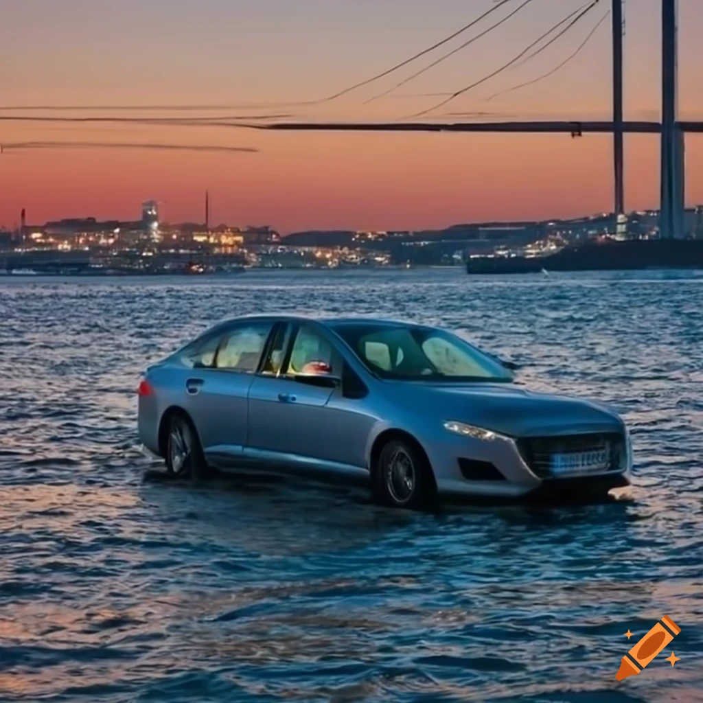 Toyota floating at the lake in el retiro on Craiyon